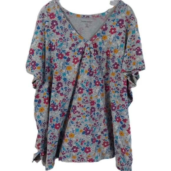 Woman Within | Tops | Woman Within Blouse Size 4x 34w 36w Gray Floral ...